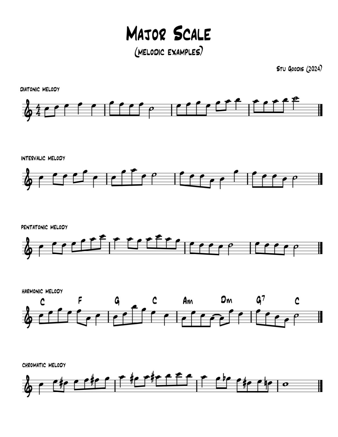 Major Scale (melody examples) - Stu Goodis Music